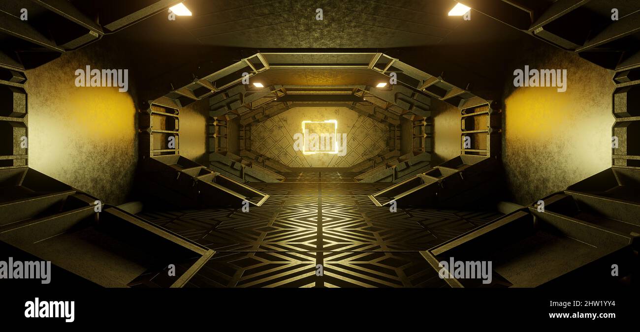 Space Age Technology Laboratory Interior Glowy Olive Green Colors ...