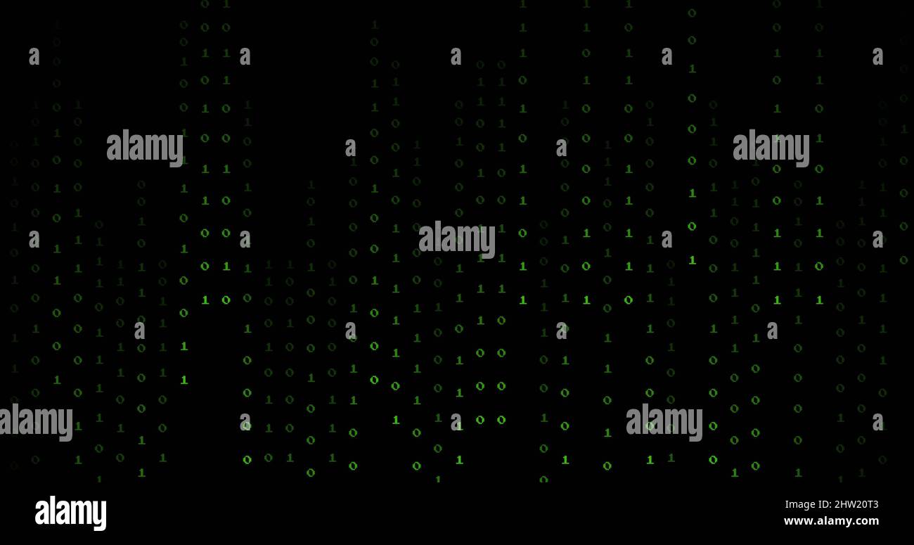 Image Of Green Binary Coding Data Processing Over Black Background