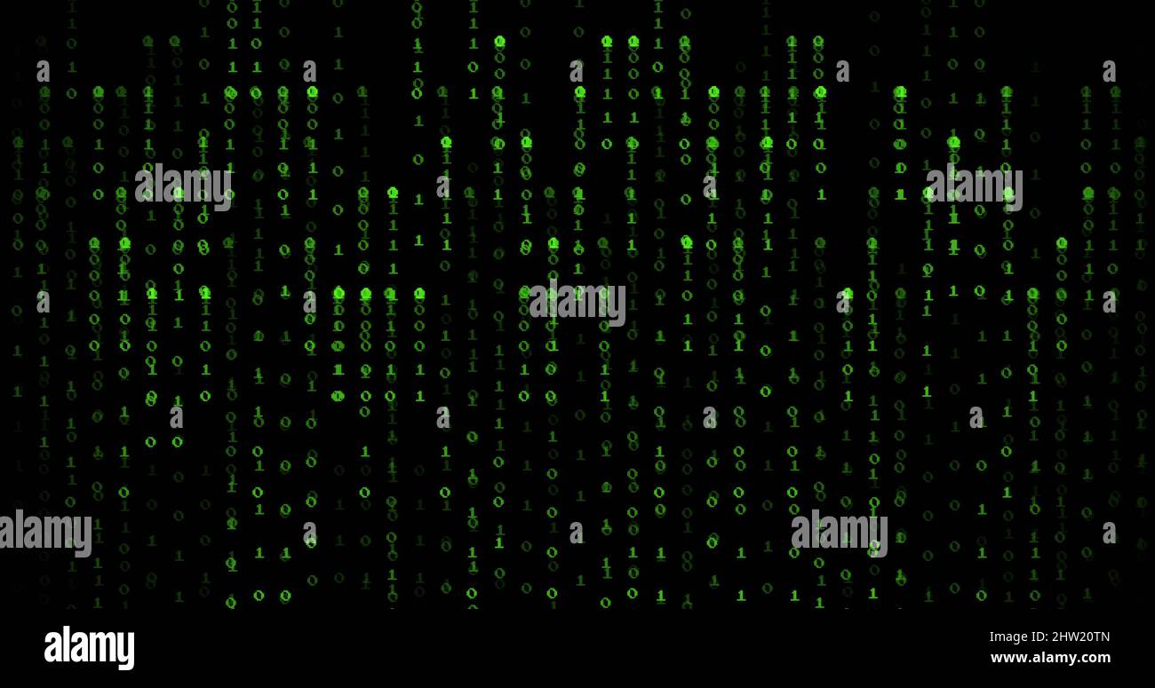 Image Of Green Binary Coding Data Processing Over Black Background 0809