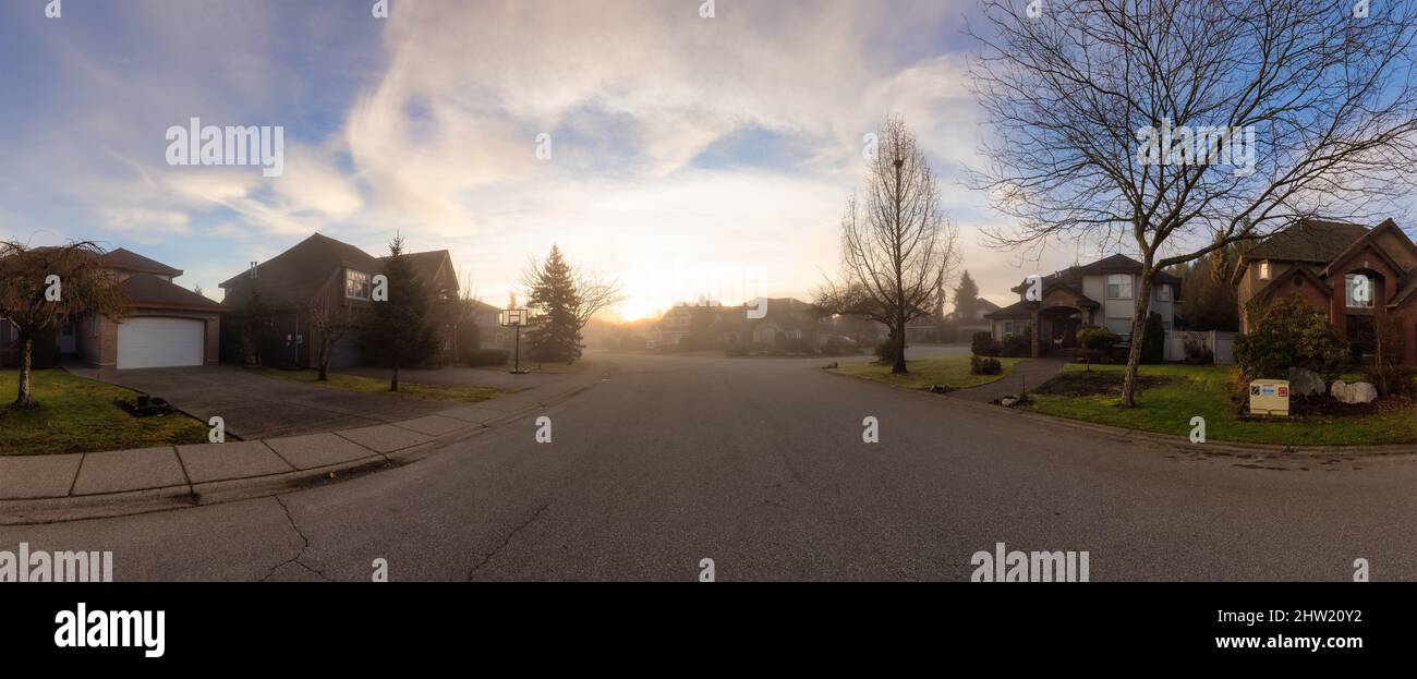 Beautiful Street view in the Residential Neighborhood Stock Photo - Alamy
