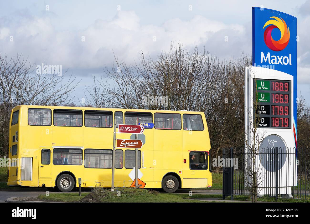 Fuel prices displayed the Maxol M3 Mulhuddart service station in Dublin ...