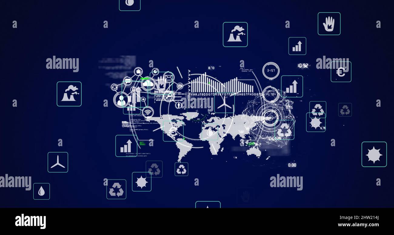 Image of scope scanning over financial data processing Stock Photo - Alamy