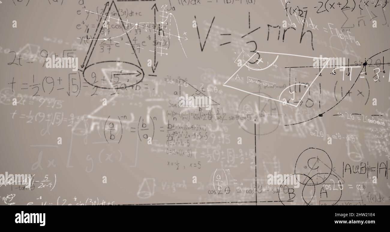 Image of mathematical equations on grey background Stock Photo - Alamy