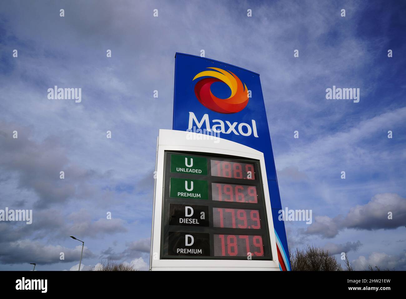 Fuel prices displayed the Maxol M3 Mulhuddart service station in Dublin ...