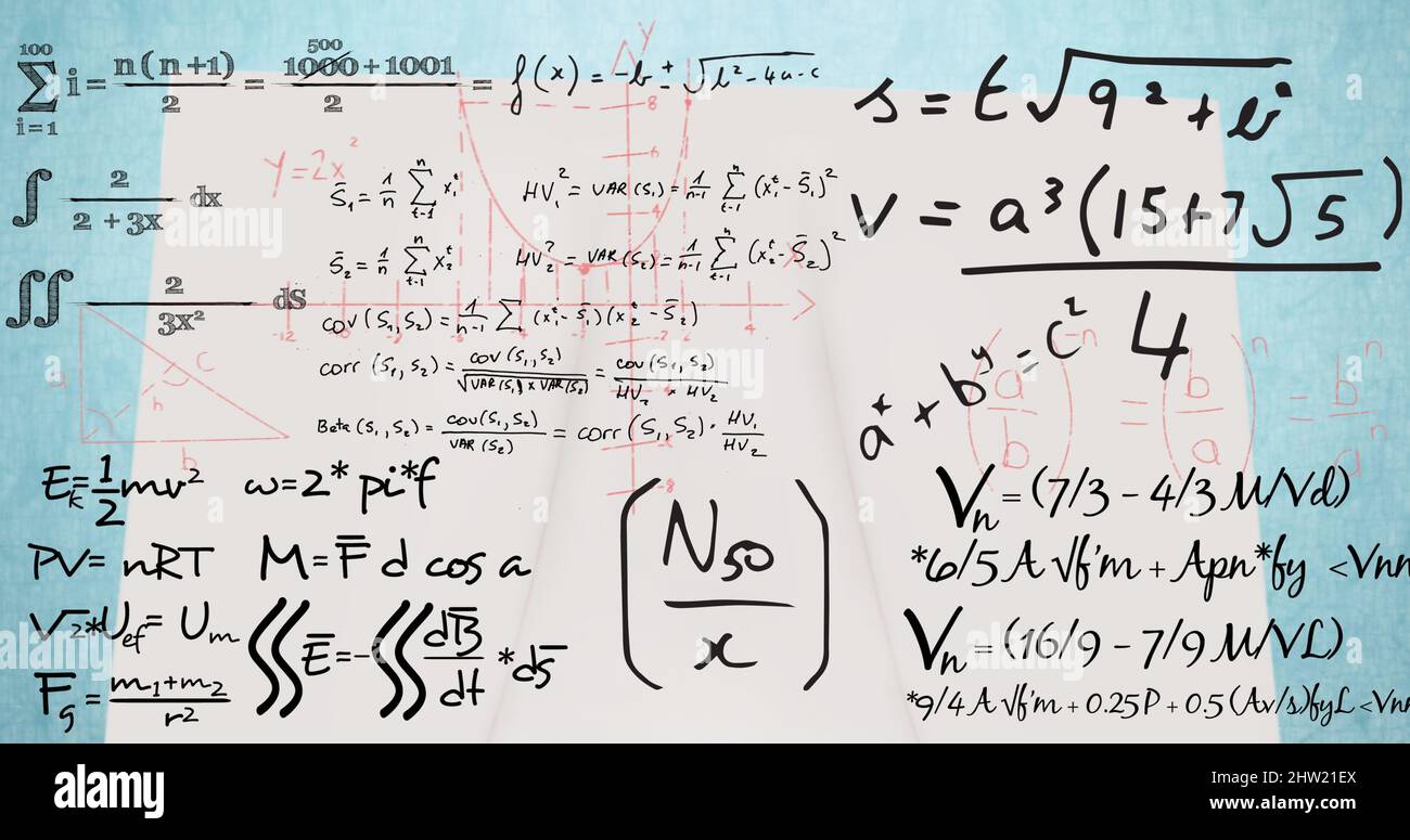 Image of mathematical equations in school notebook Stock Photo - Alamy