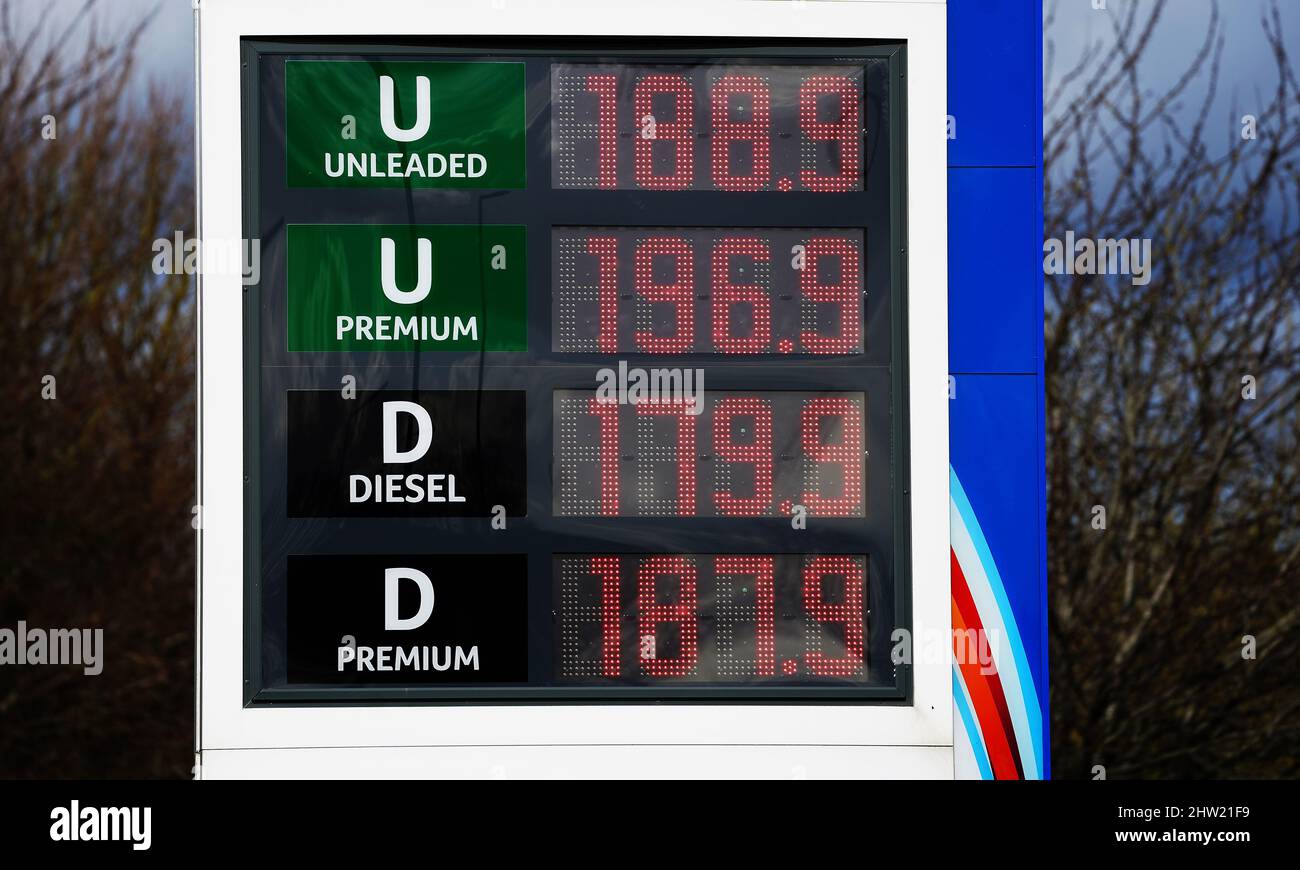 Fuel prices displayed the Maxol M3 Mulhuddart service station in Dublin ...