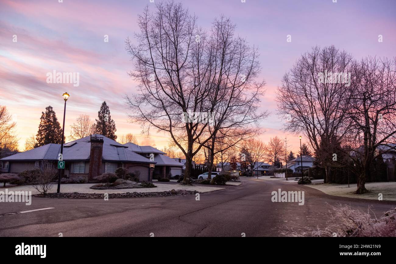 View of Residential Suburban Neighborhood Street in a modern city Stock ...
