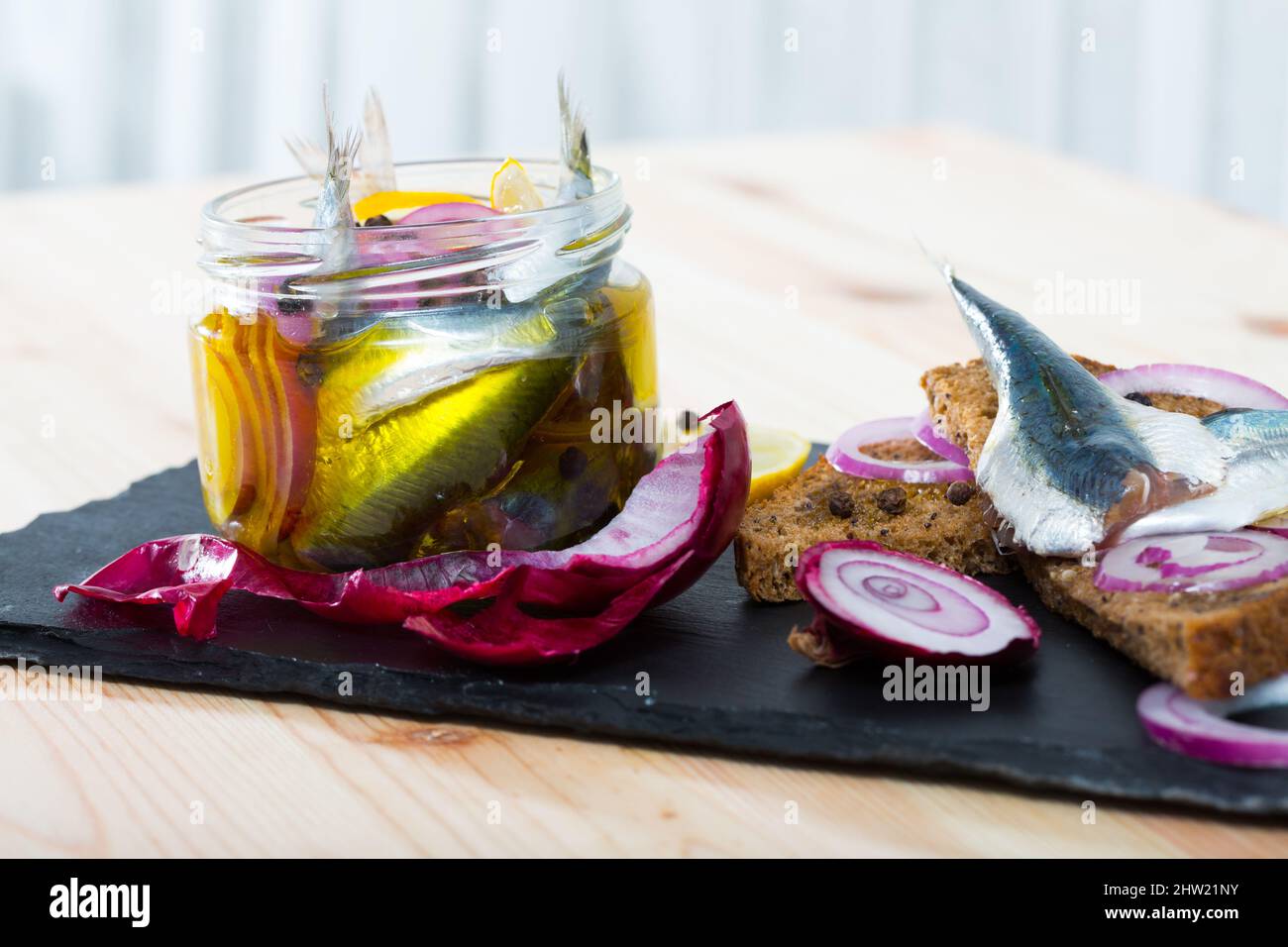 Homemade pickled sprats Stock Photo - Alamy