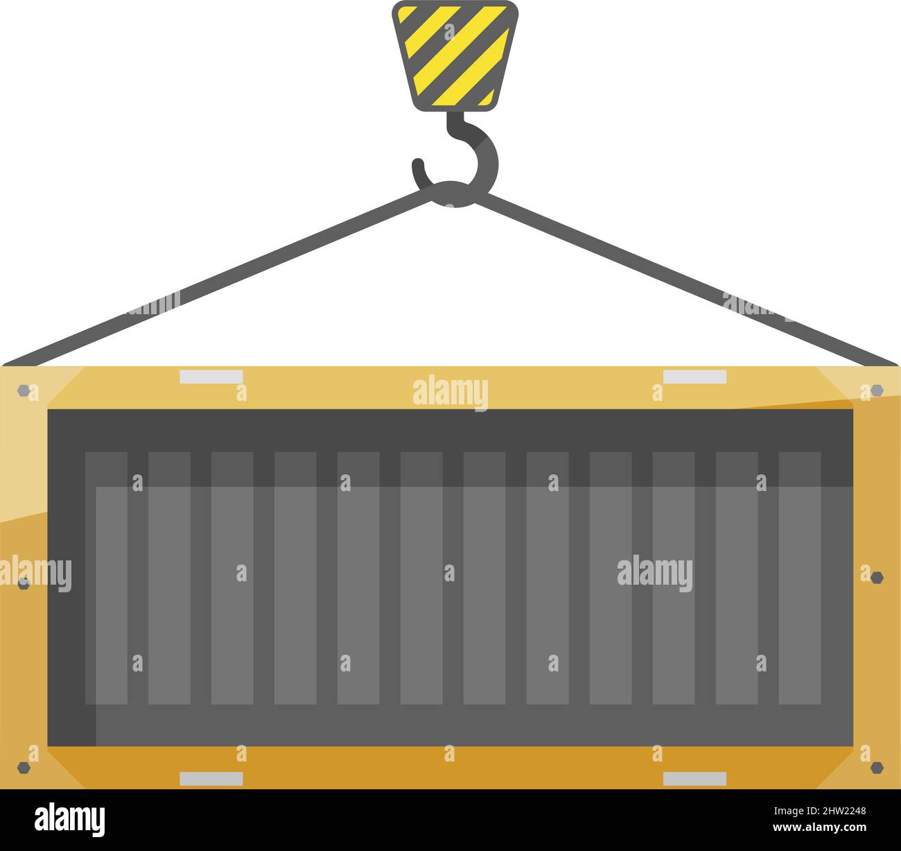 Metal cargo container hanging on hook. Shipping freight icon Stock ...