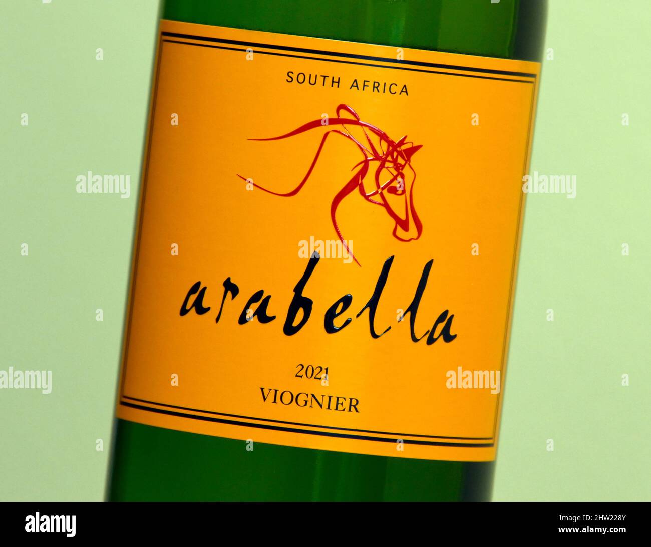 Wine label. Arabella. 2021 Viognier. South Africa Stock Photo - Alamy