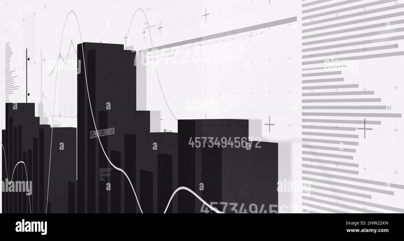 Multiple changing numbers over statistical data processing and graphs ...