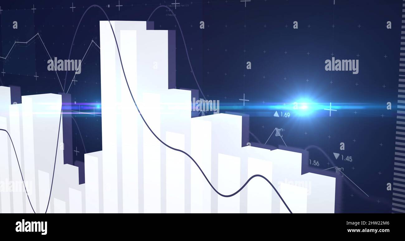 Digital image of statistical data processing over spot of light against ...