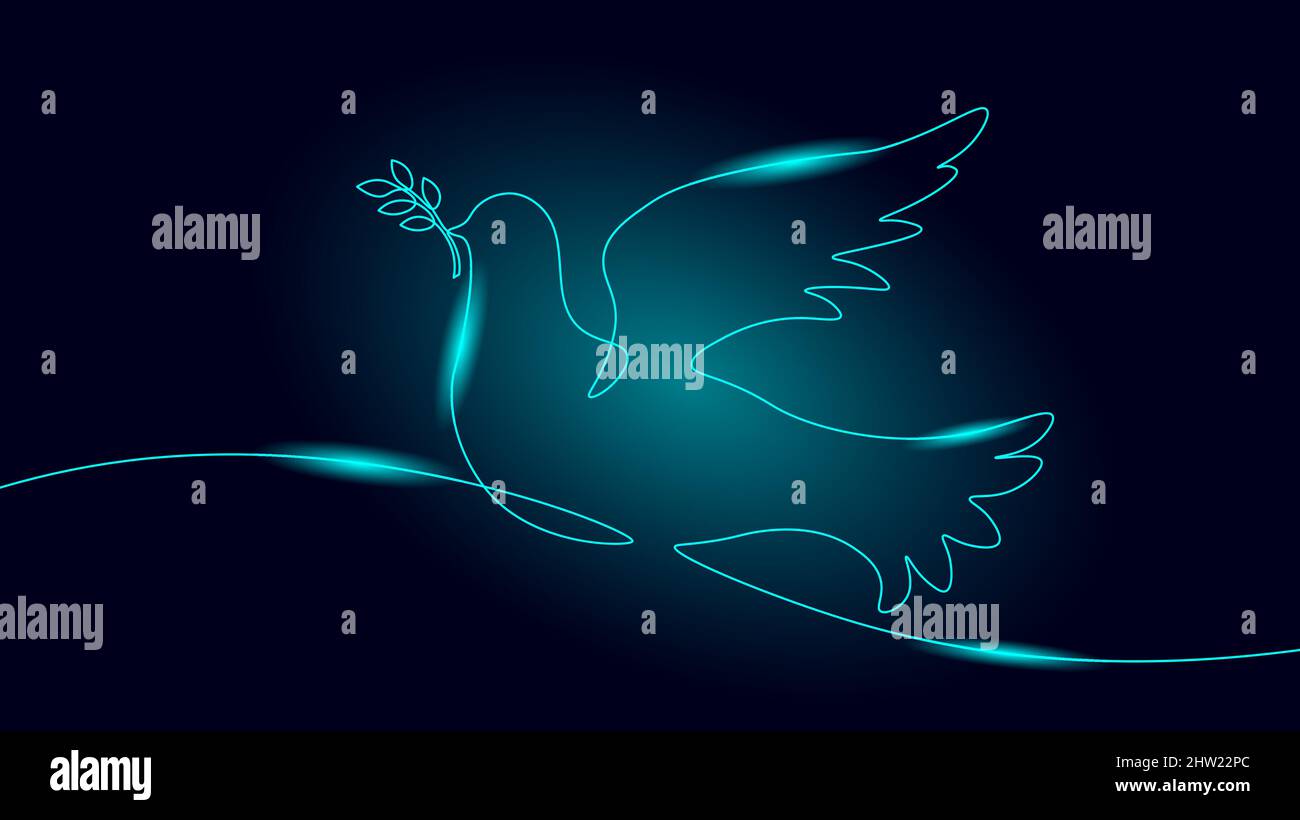 Continuous line art dove of peace. World Day pigeon hope emblem poster drawing sketch. National ...