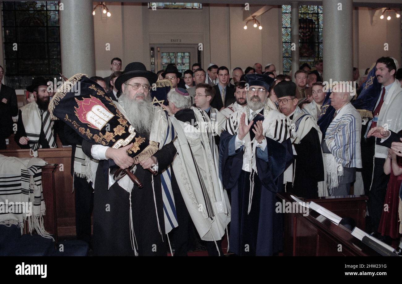 The new Sefer Torah is carried around the synagogue for the ...