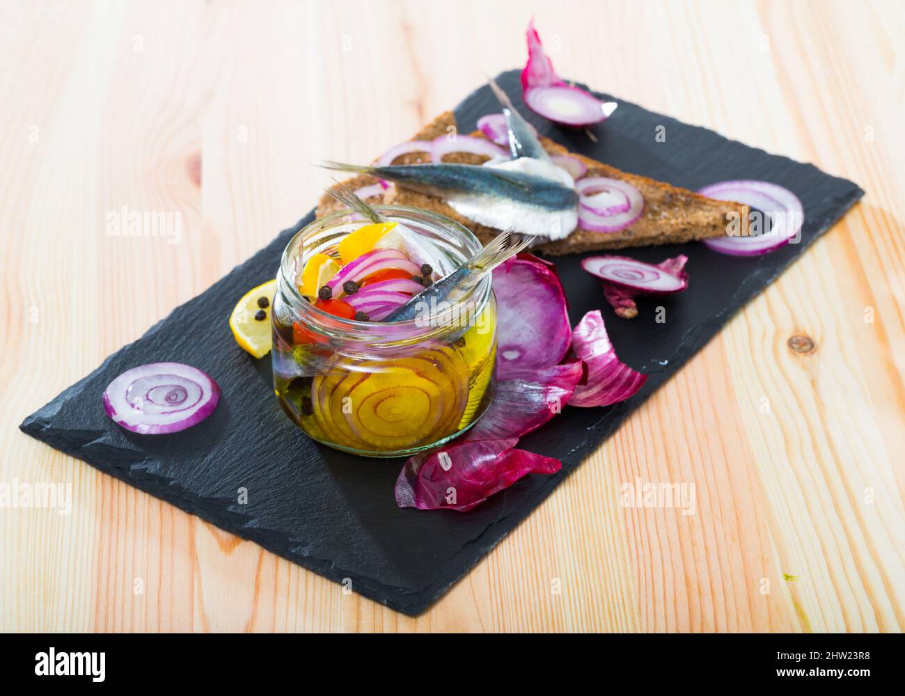 Homemade pickled sprats Stock Photo - Alamy