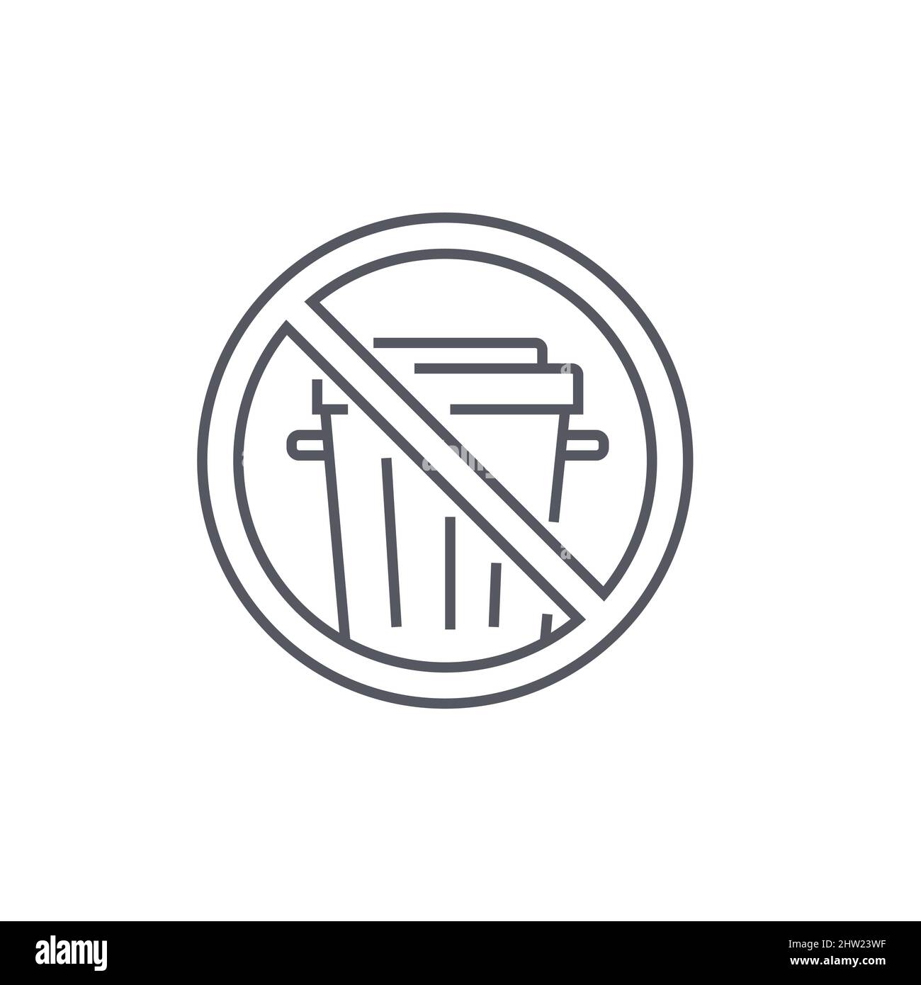 No Trash Sign Modern Black Line Design Style Icon On White Background Neat Detailed Linear