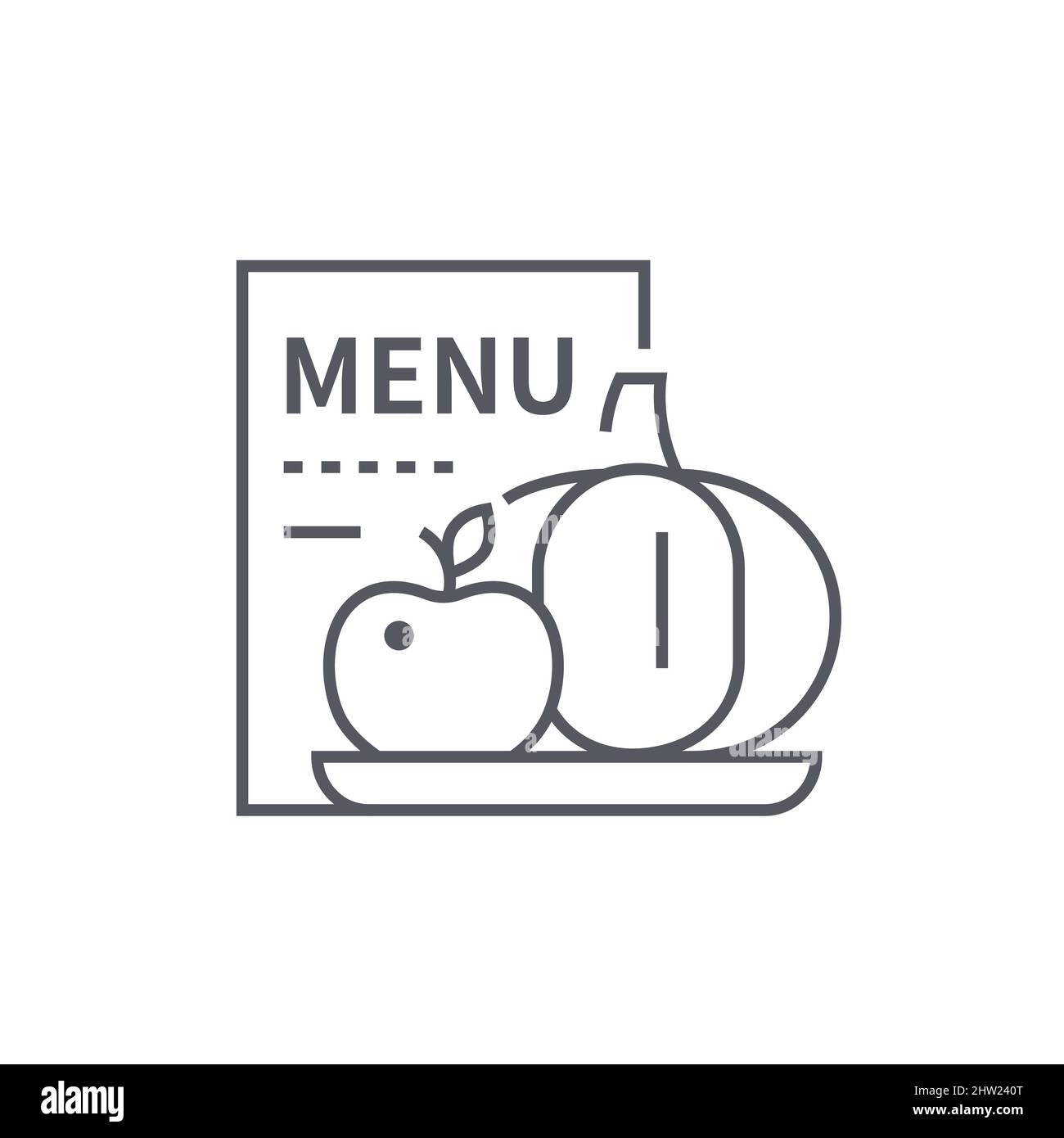 Autumn menu - modern black line design style icon on white background ...