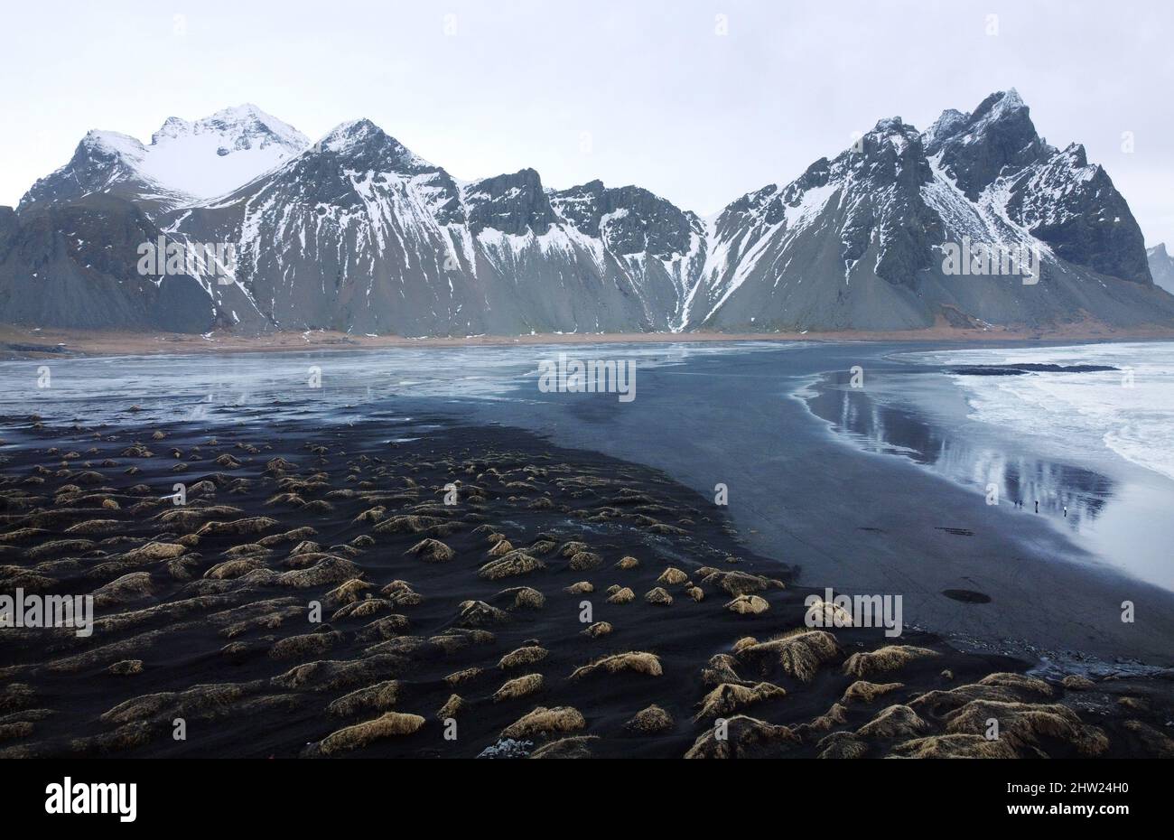 The Vestrahorn mountain in south-east Iceland, noted for its two ...