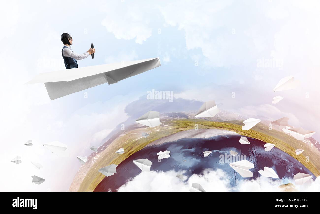 Aviator having fun in aircraft Stock Photo - Alamy