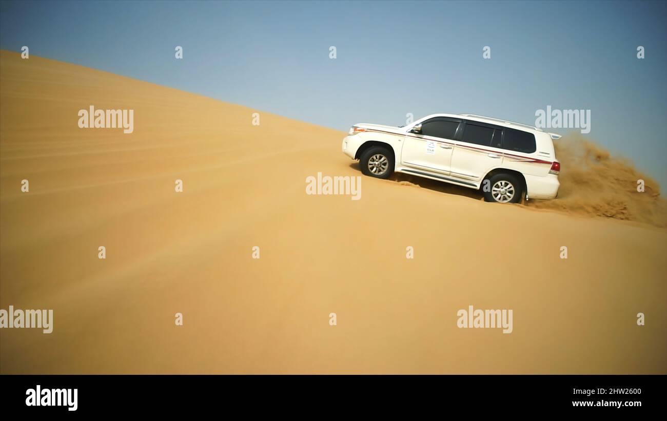 4x4 vehicle driving off road. Stock. Sand dune all-terrain car Stock ...