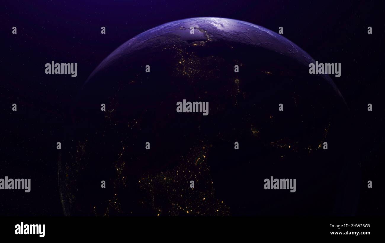 Abstraction of realistic world globe spinning slowly animation. Planet ...