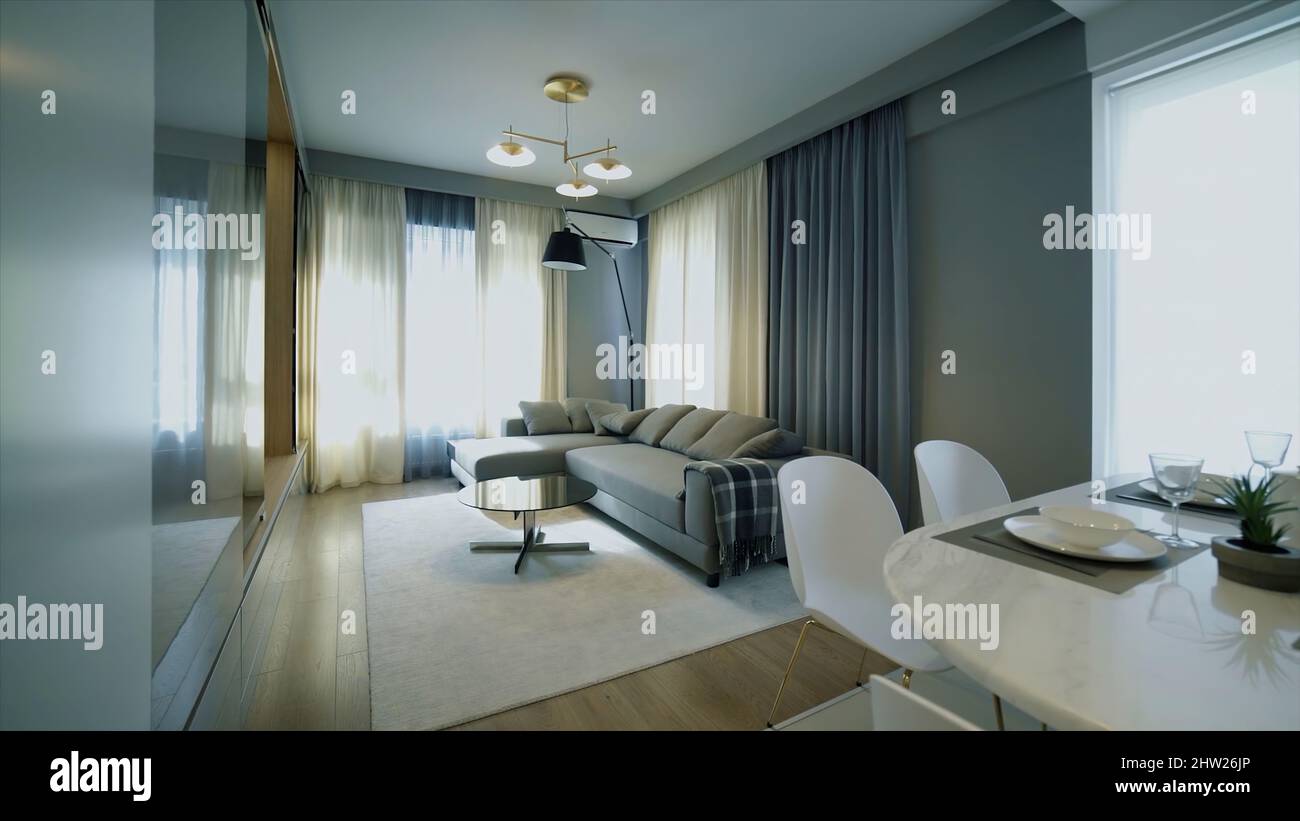Beautiful new studio flat with a kitchen transforming into a room ...