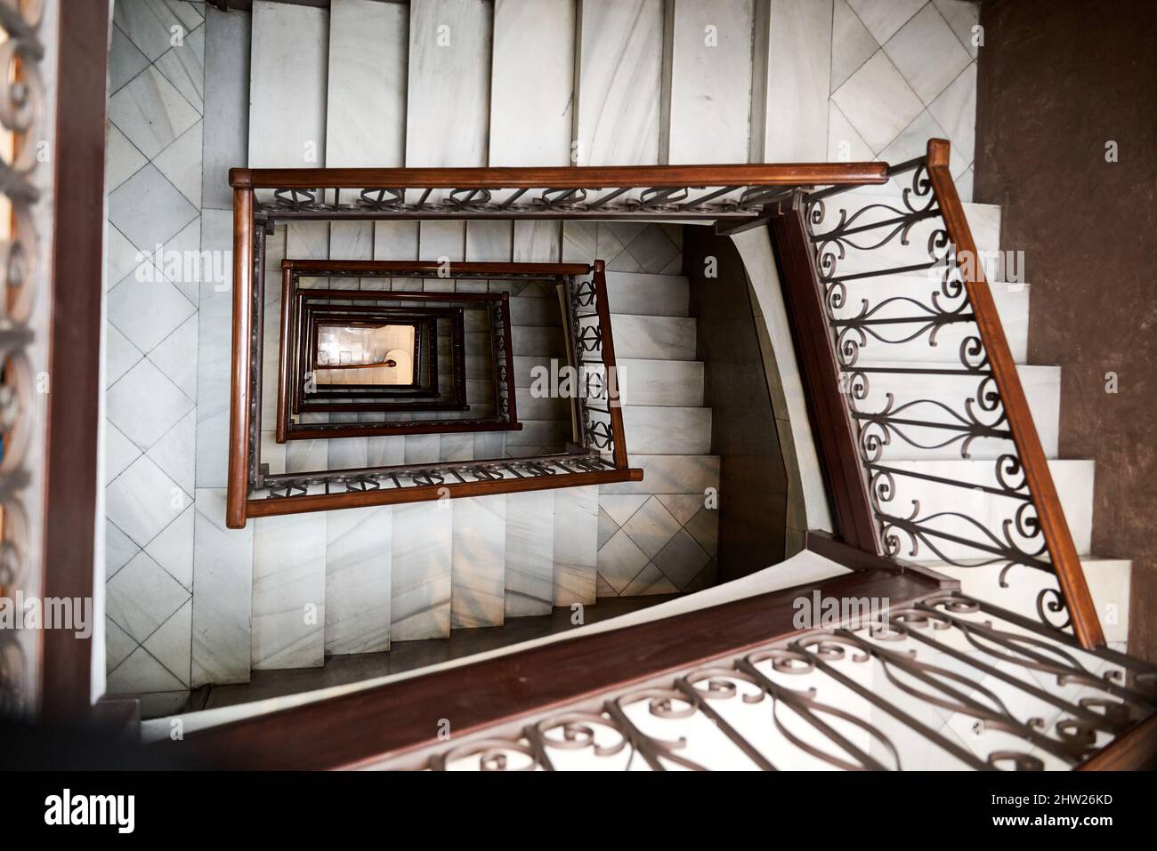 Top view of spiral stairs in a building Stock Photo - Alamy