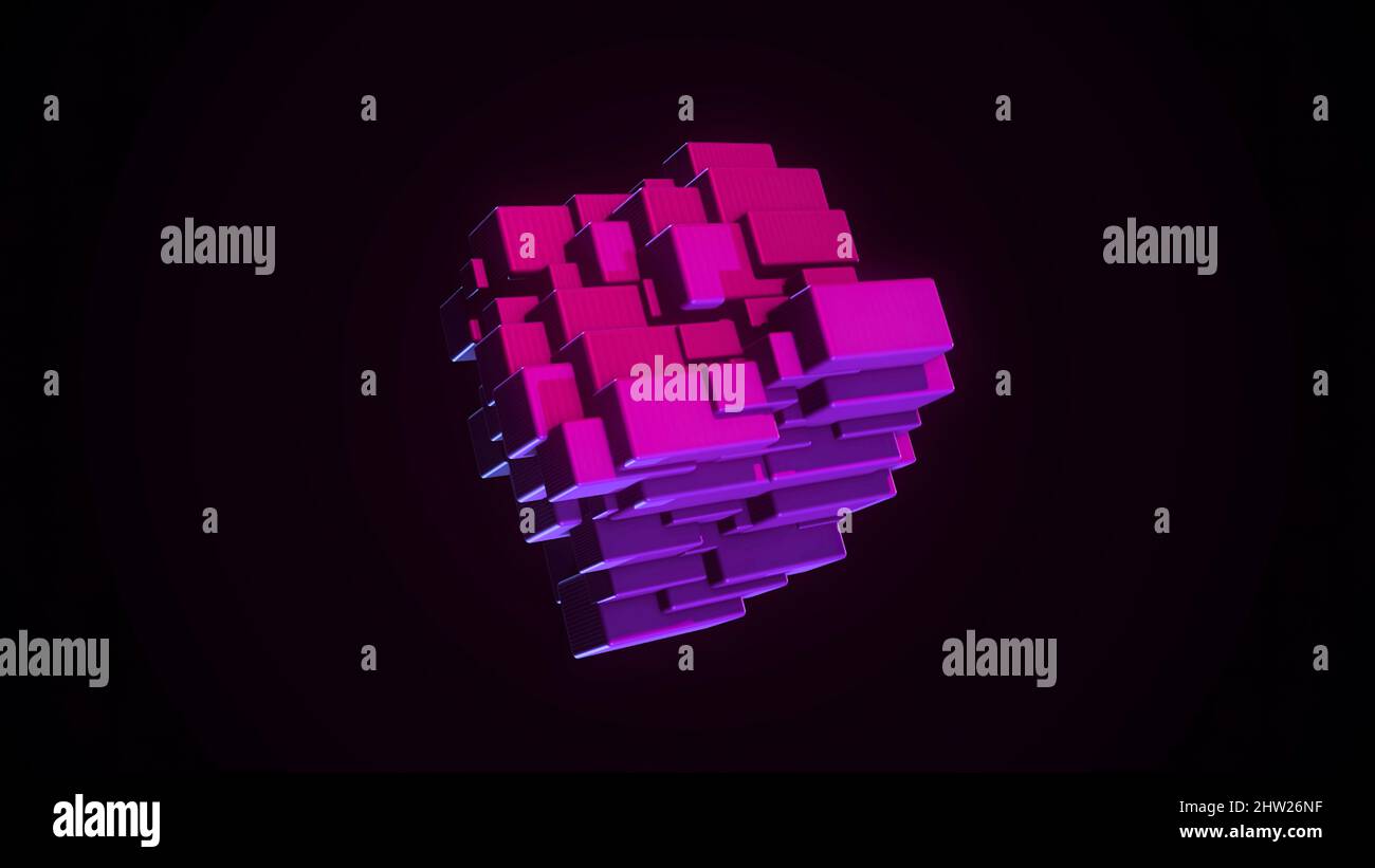 Abstract Rotating Cubic Figure Animation Abstract Multicolored Figure Of Rectangular Blocks