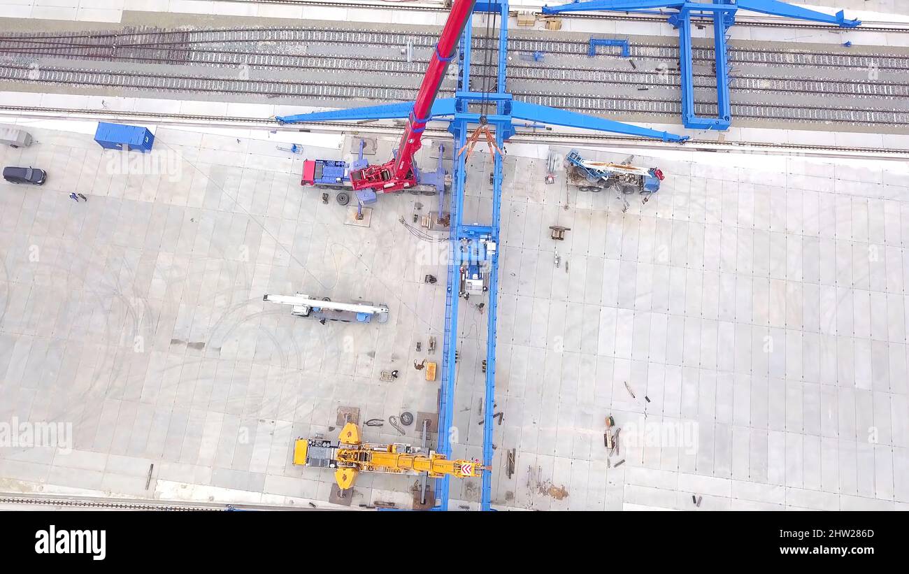 Top view of the industrial complex. Clip. Large production complex from ...