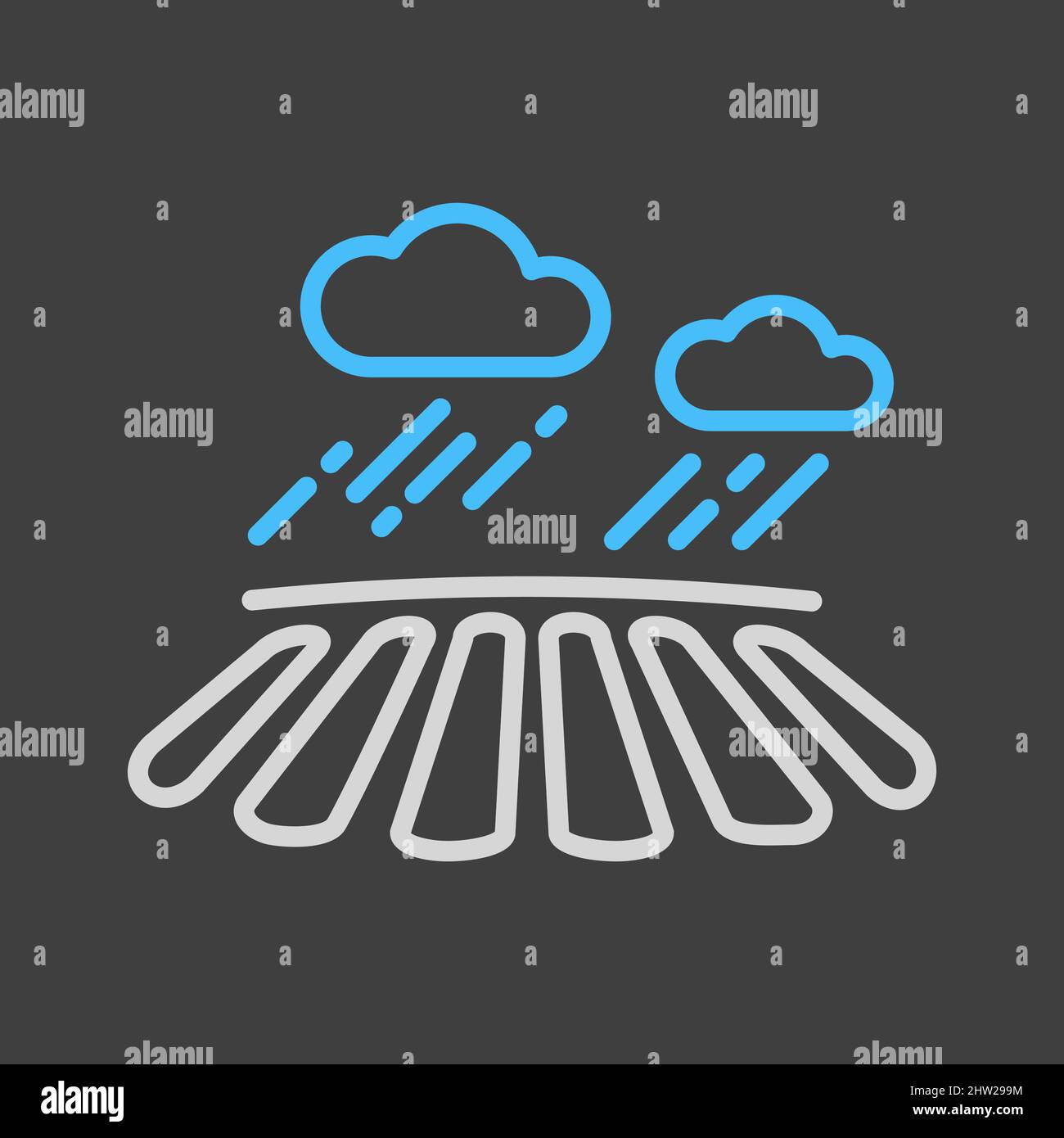 Cloud with rain over the field icon. Agriculture sign. Graph symbol for ...