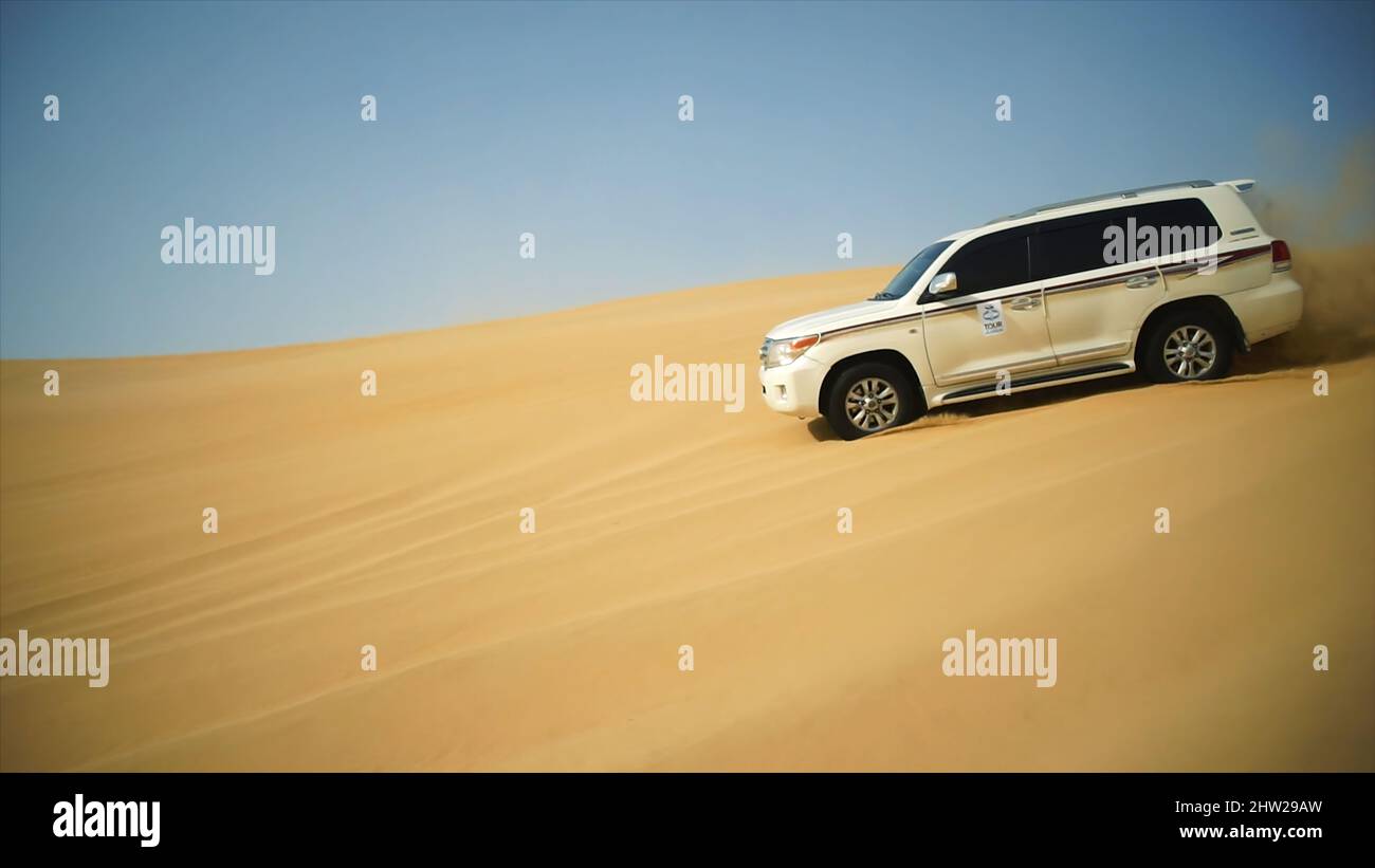 4x4 vehicle driving off road. Stock. Sand dune all-terrain car Stock ...