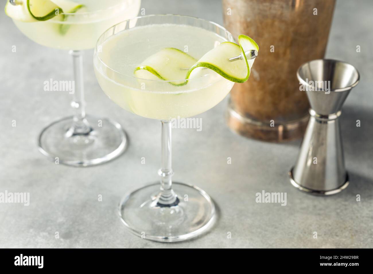 Boozy Refreshing Cold Saketini Cocktail with Sake and Cucumber Stock ...