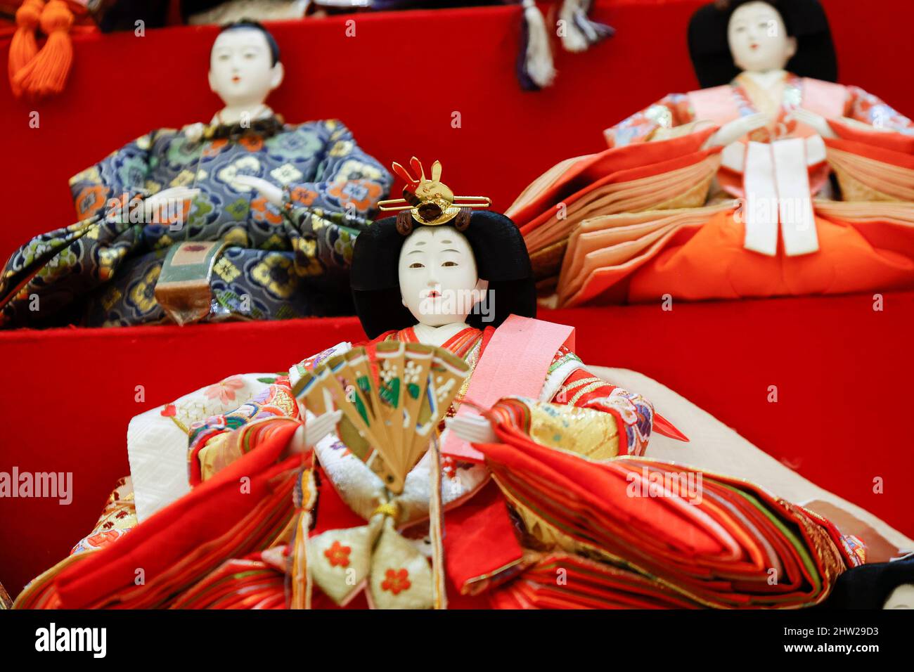 March 3, 2022, Saitama, Japan: A 7 meter in height doll pyramid adorns ...