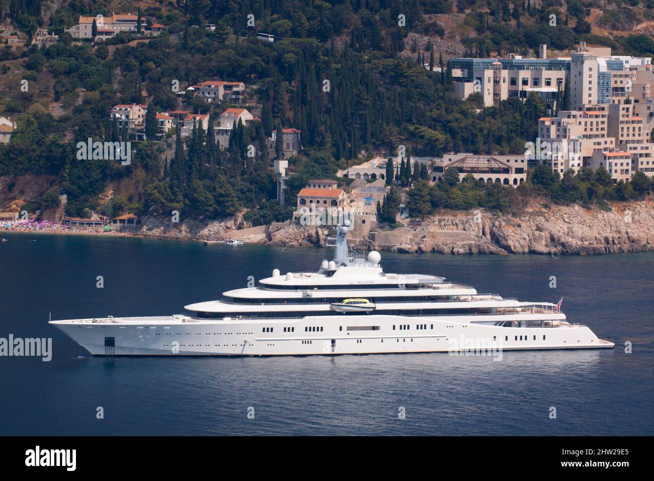 Roman Abramovic’s Eclipse out of Dubrovnik old town, Croatia. Summer ...