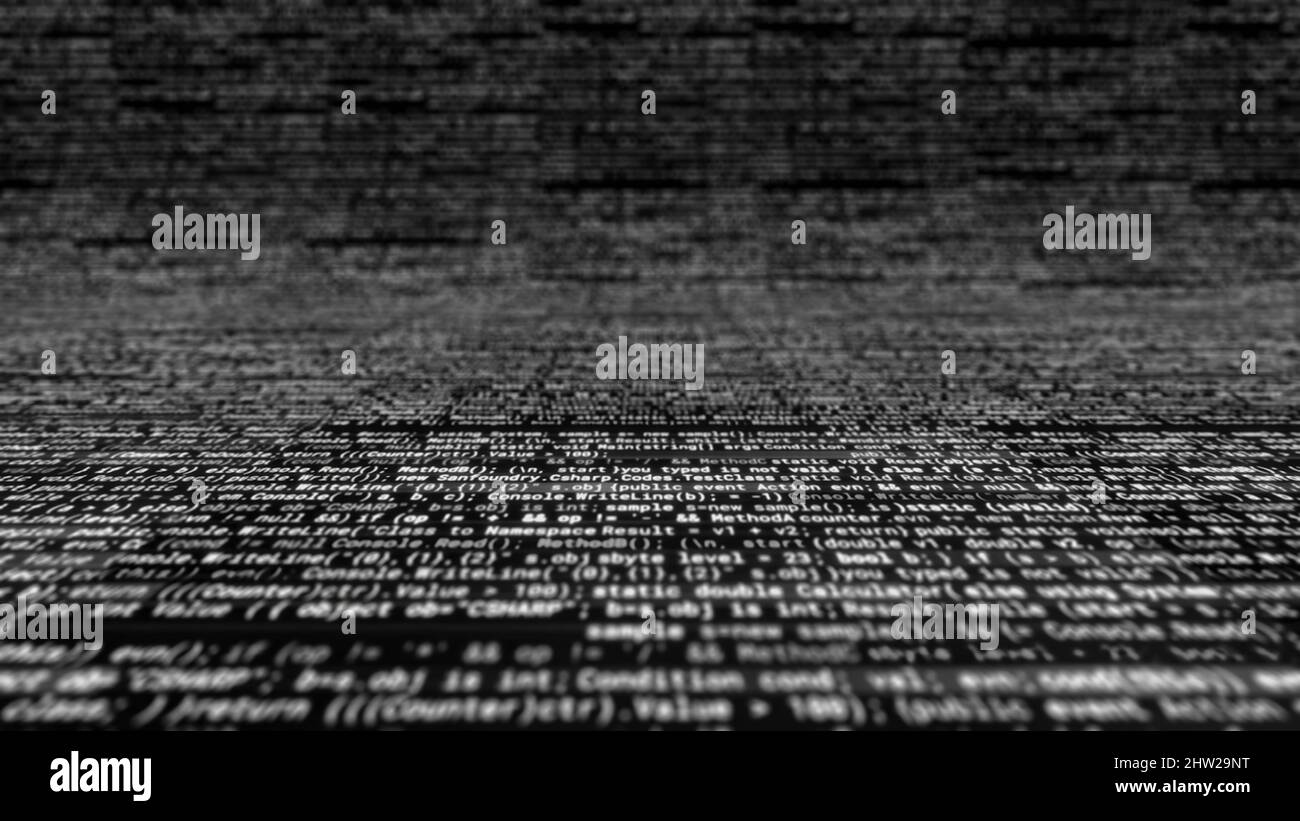 Lots of white text on black background. Animation. Endless white text ...