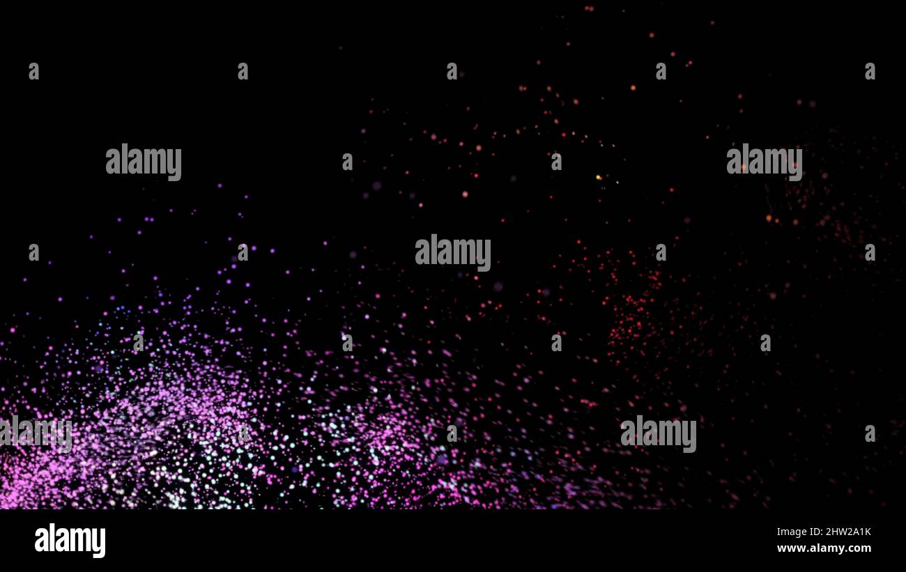 Beautiful abstract animation of multi-colored flickering particles ...