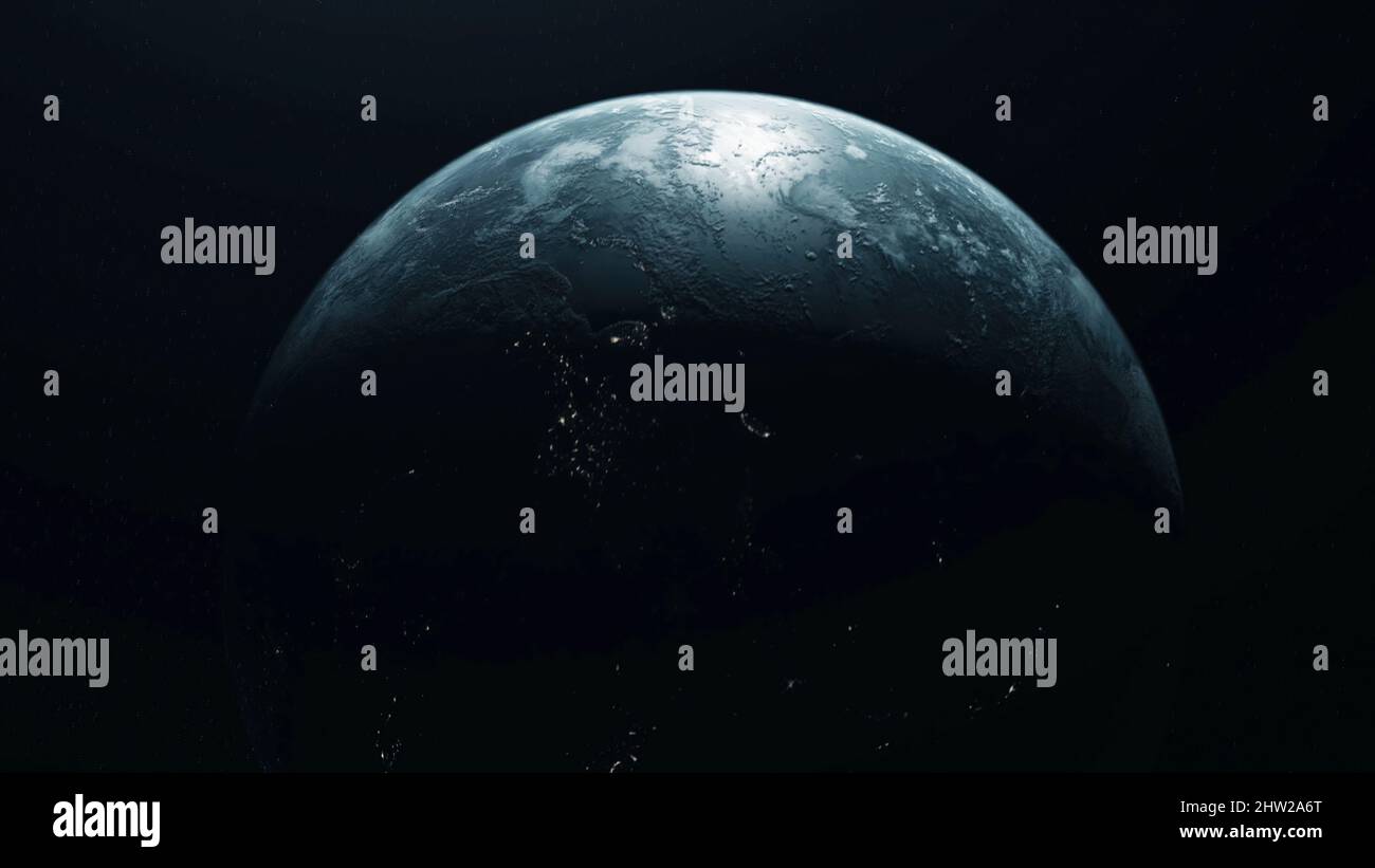 Abstraction of realistic world globe spinning slowly animation. Planet ...