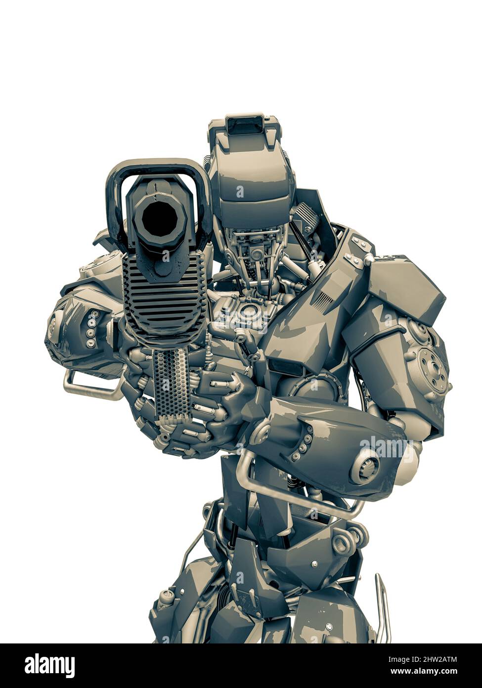 mechanical soldier aiming, 3d illustration Stock Photo - Alamy