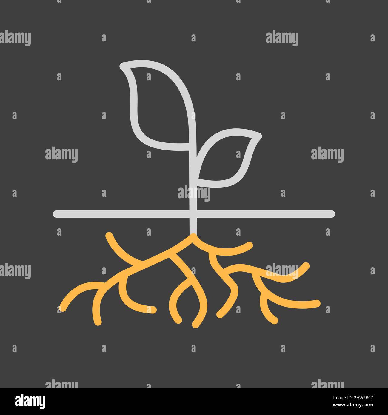 Young green plant with strong roots visible vector icon. Graph symbol ...
