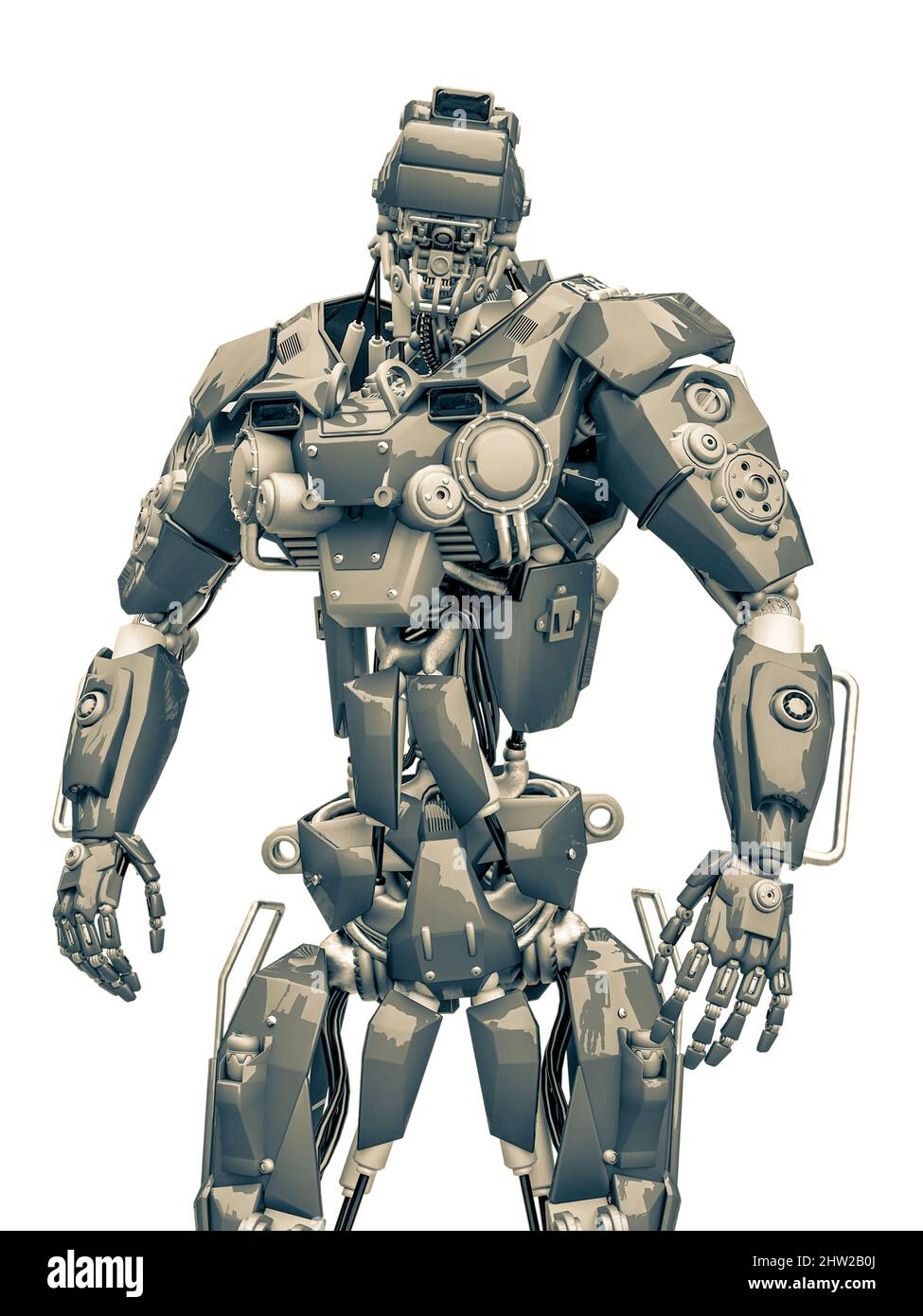 mechanical soldier looking at you, 3d illustration Stock Photo - Alamy