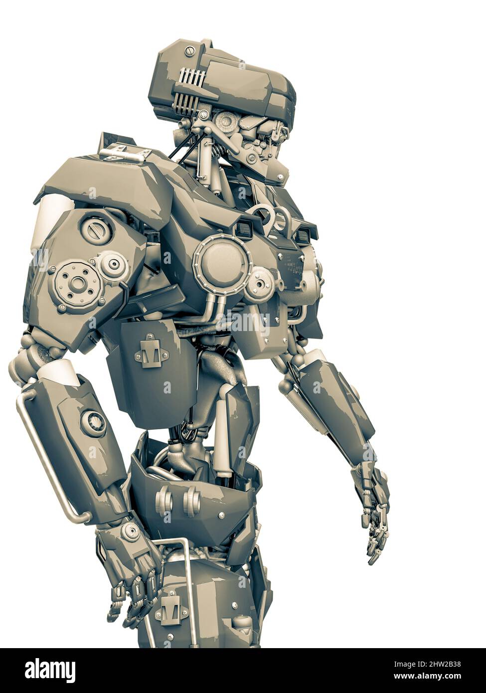 mechanical soldier side view, 3d illustration Stock Photo - Alamy