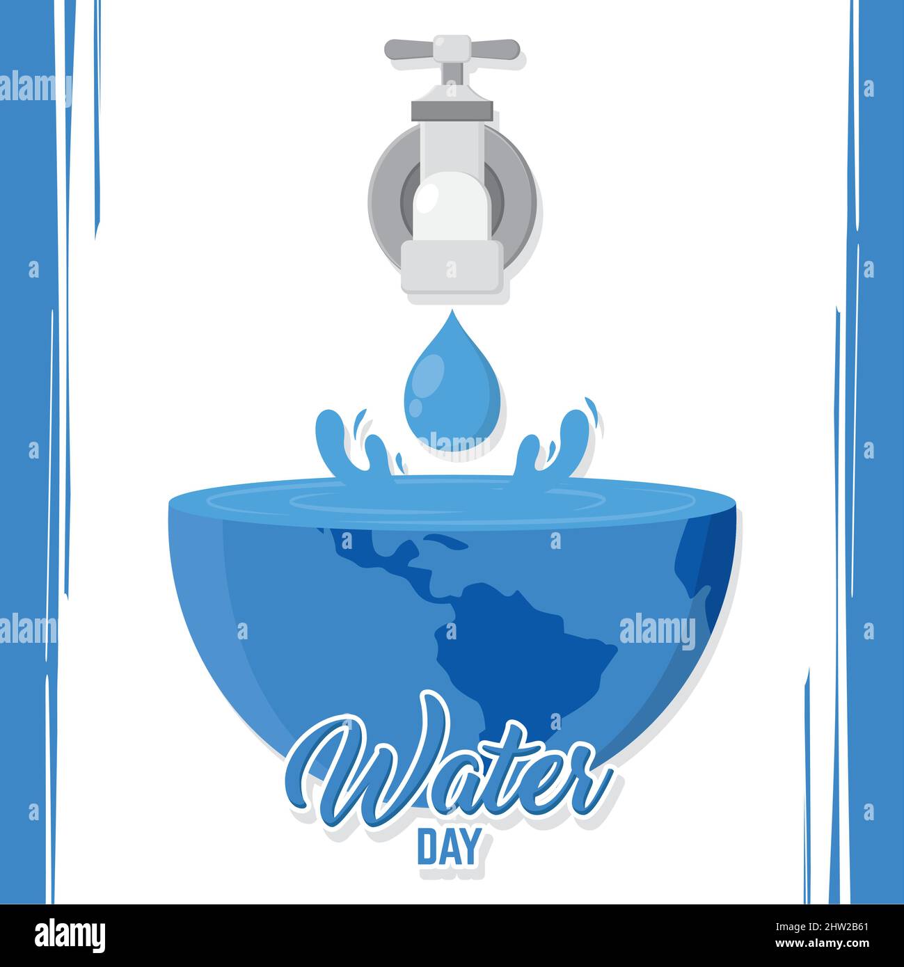 Colored water day poster water tap with earth globe Vector illustration ...