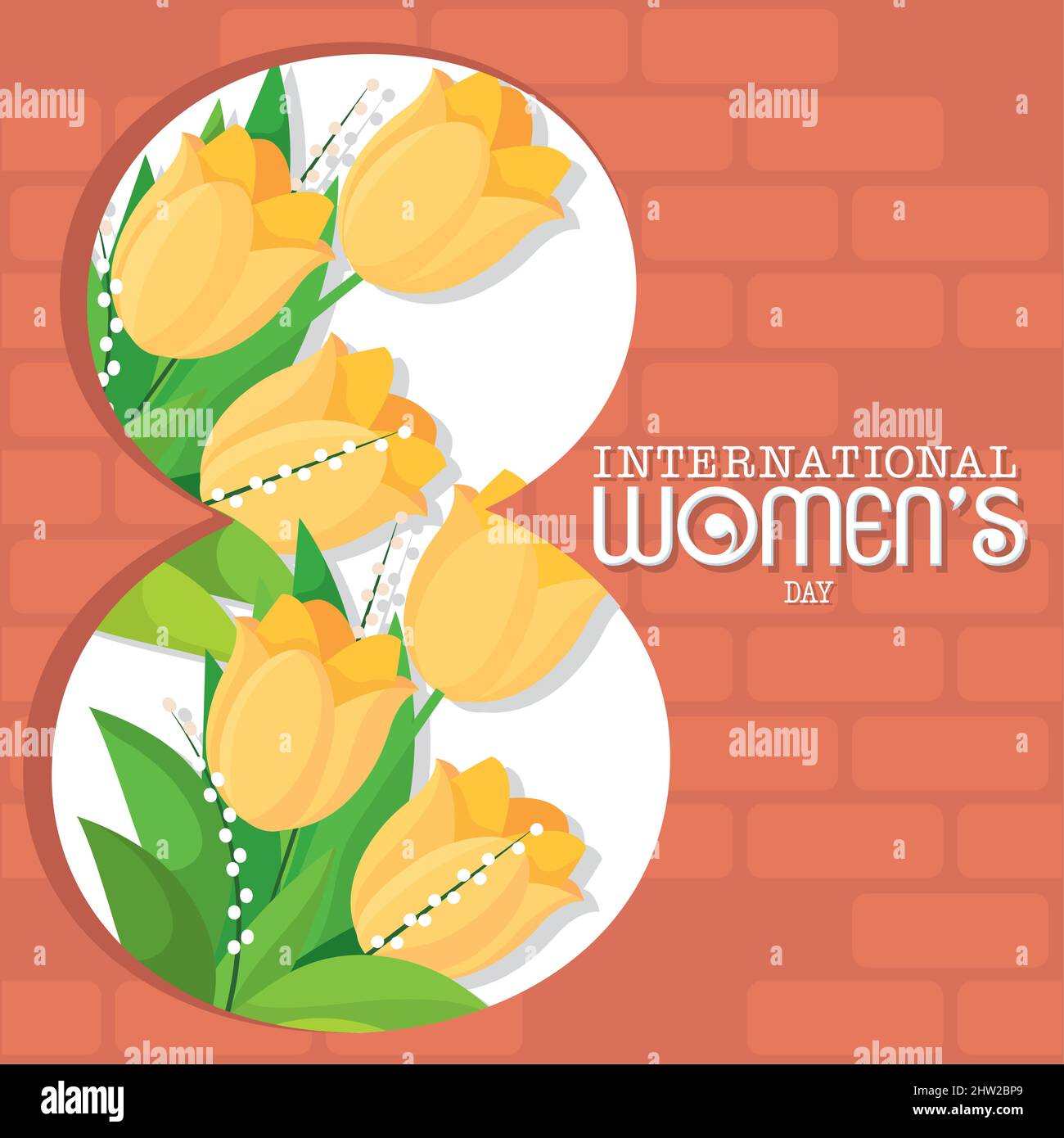 International woman day number eight with flowers sign Vector ...