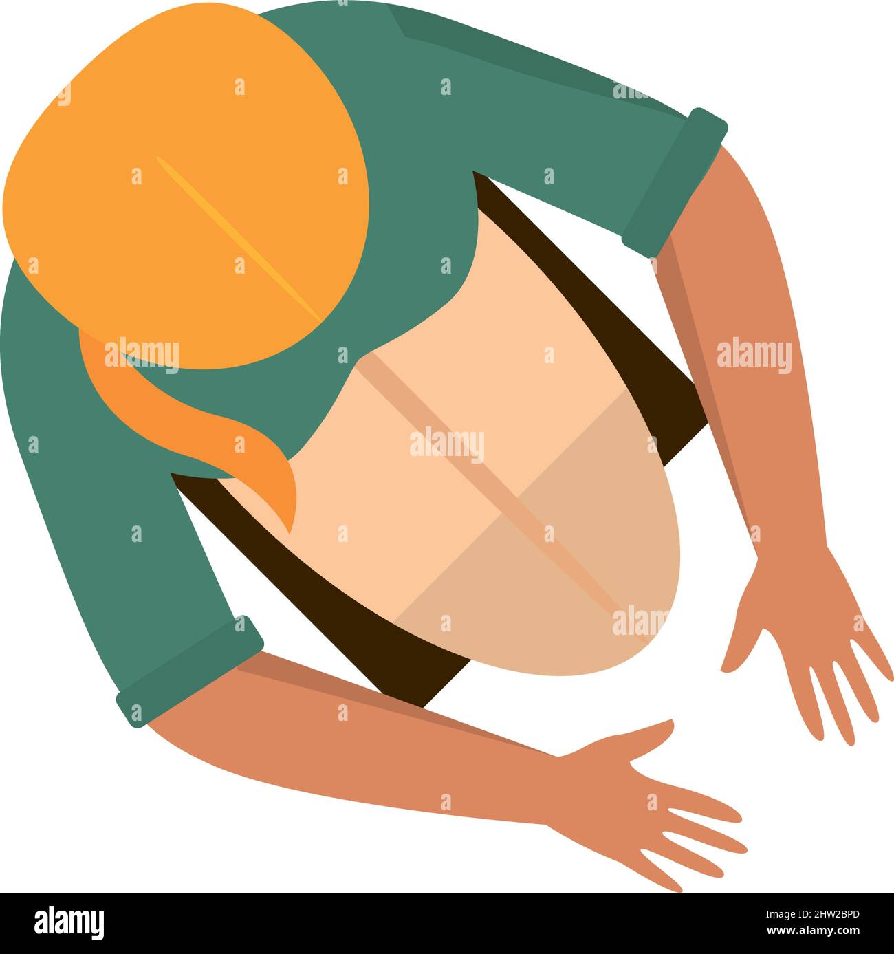 Aerial view of a girl sitting on a chair Vector illustration Stock ...
