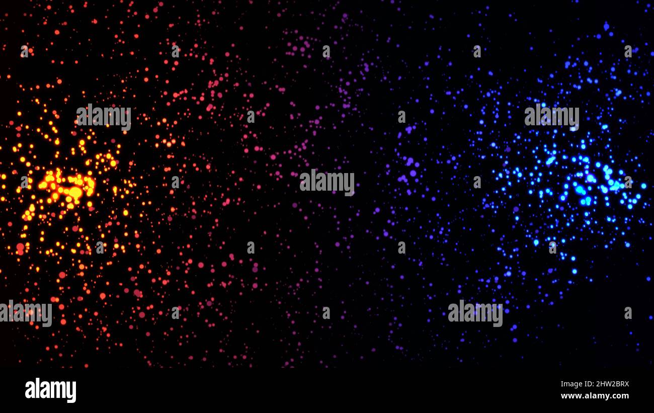 Neon colored dots moving in space. Animation. Abstract animation of ...