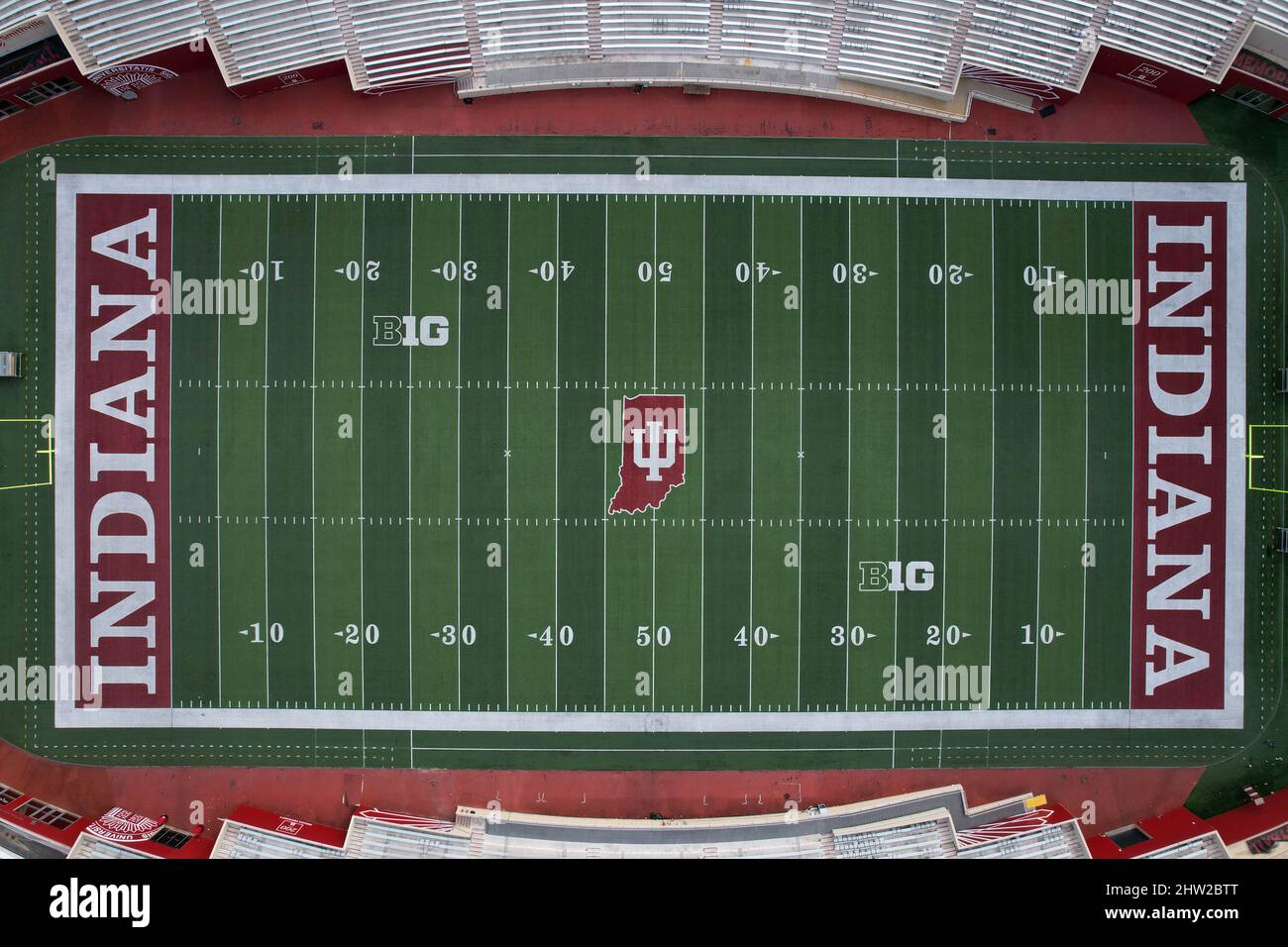 The Indiana Hoosiers and Big 10 Conference logos are seen on the ...