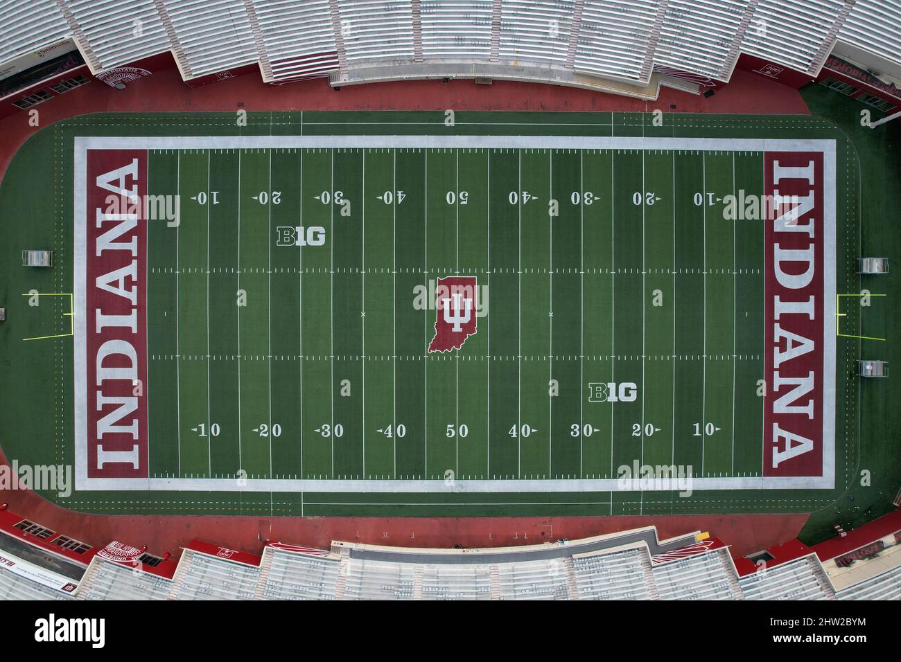 The Indiana Hoosiers and Big 10 Conference logos are seen on the ...