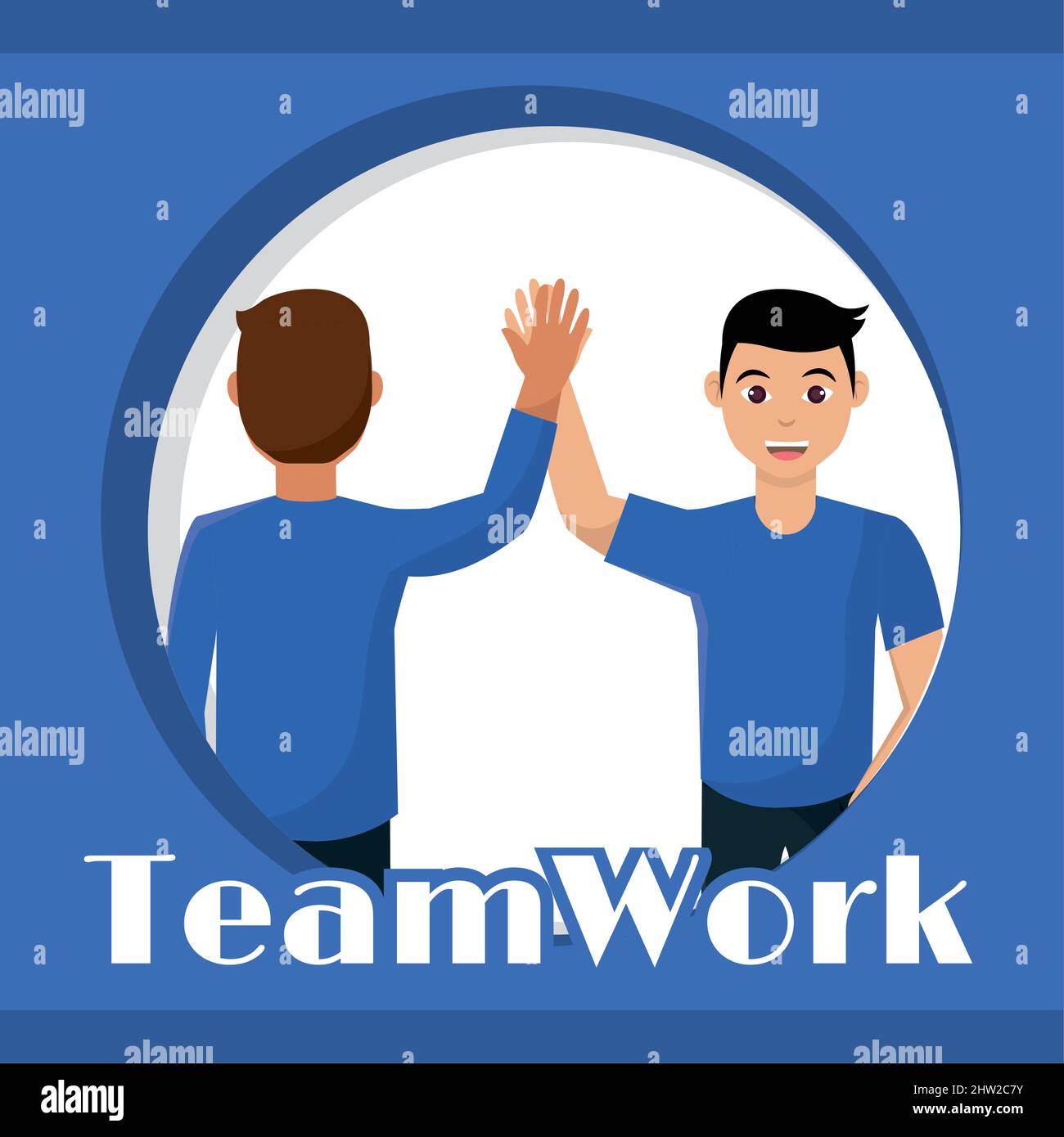 Pair of men doing a high five Teamwork concept Vector illustration ...