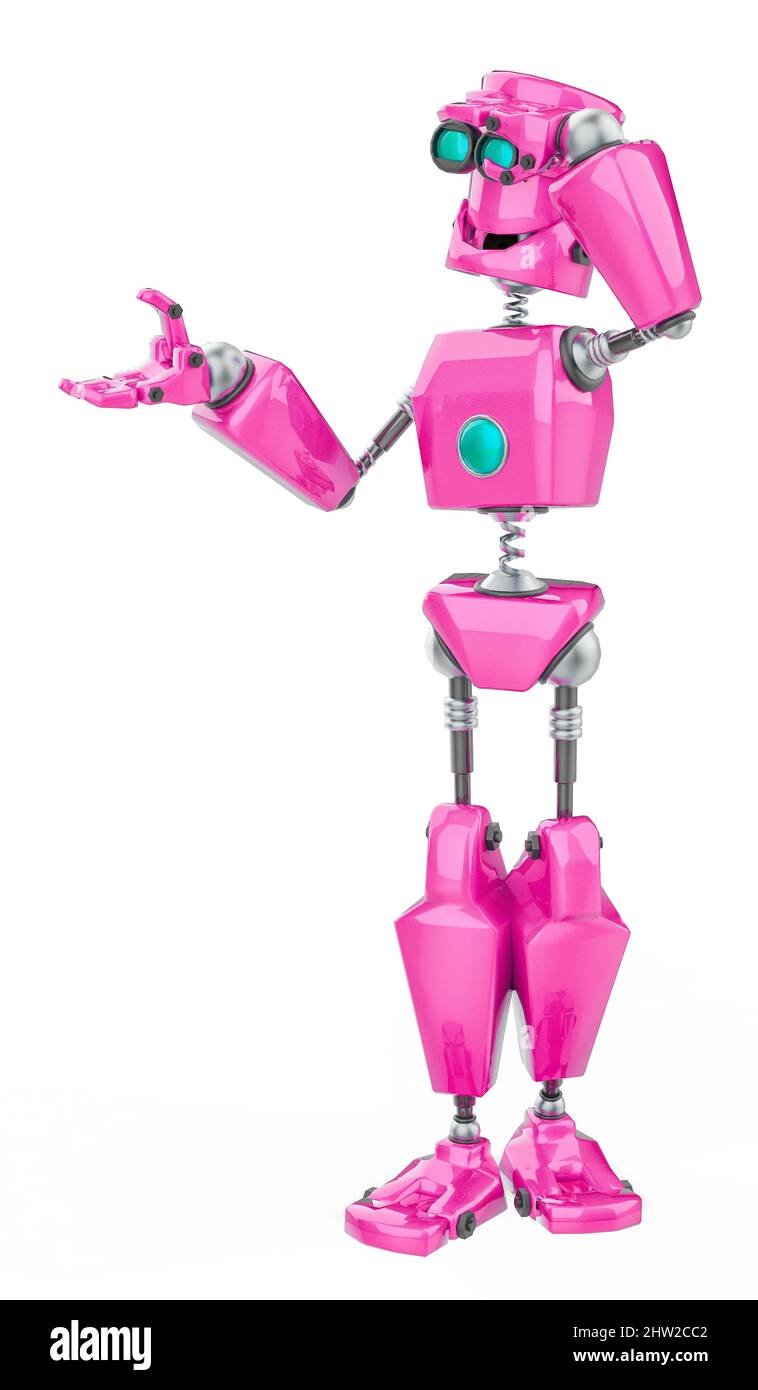 funny robot cartoon in a white background., 3d illustration Stock Photo ...