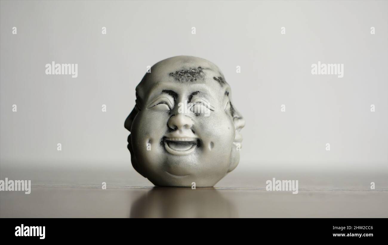 Spiritual enlightenment. Head statue with an emotion happiness. Museum ...